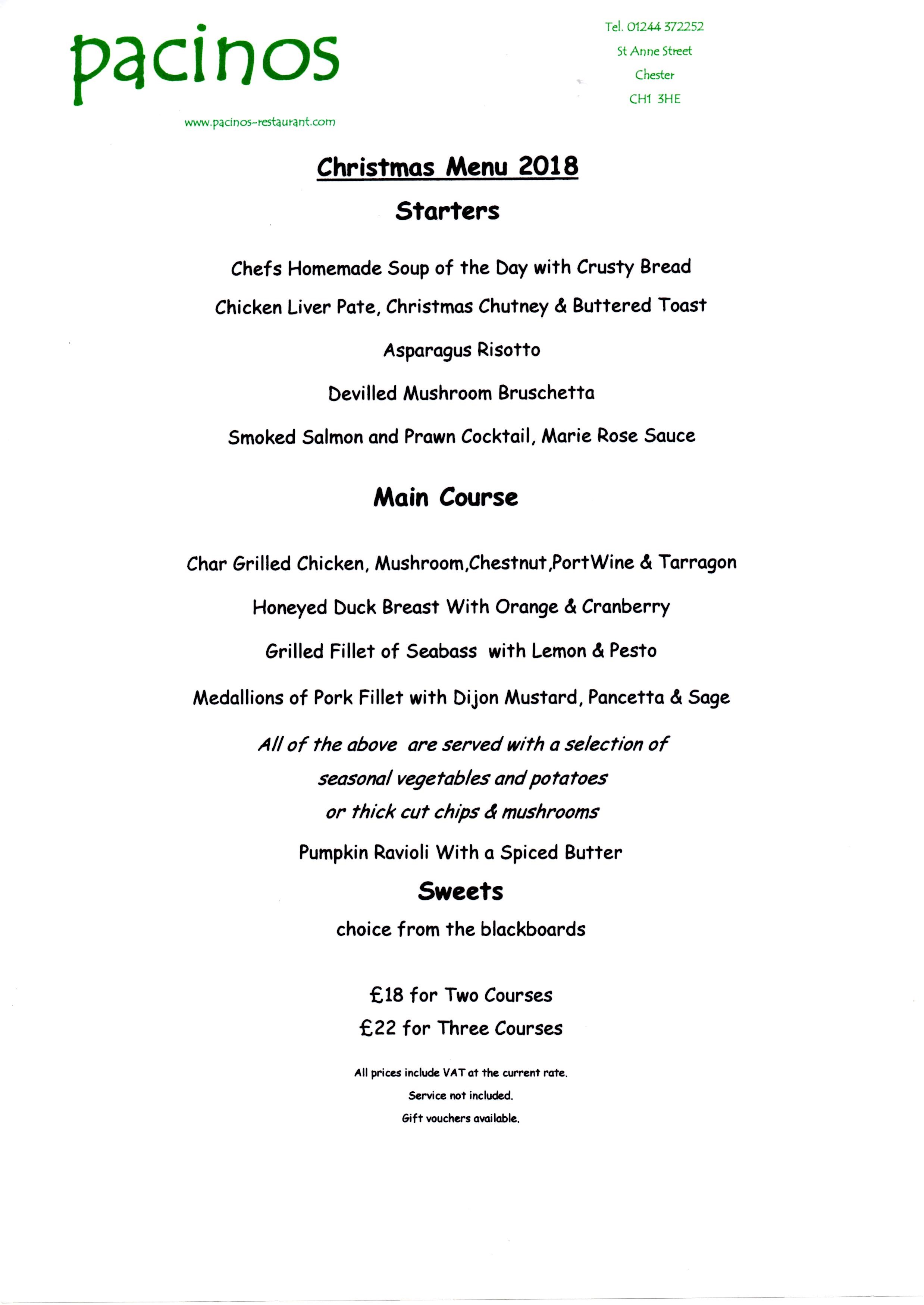 Pacinos | Italian Restaurant in Chester